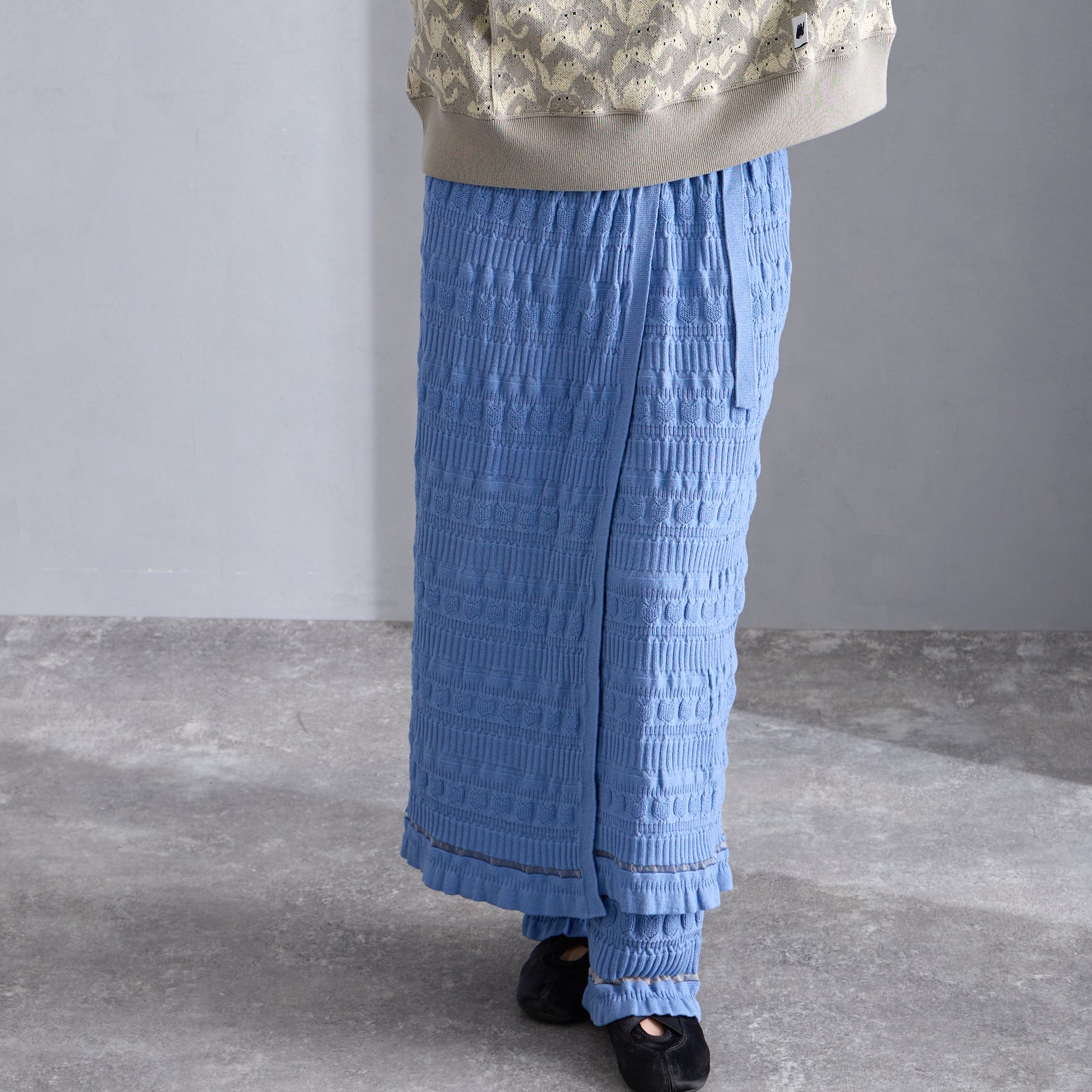 NYW014【NYANDER KNIT/ニャンダーニット】 CAT RIB WRAP SKIRT 【公式】Hanazawa Knit Des ...