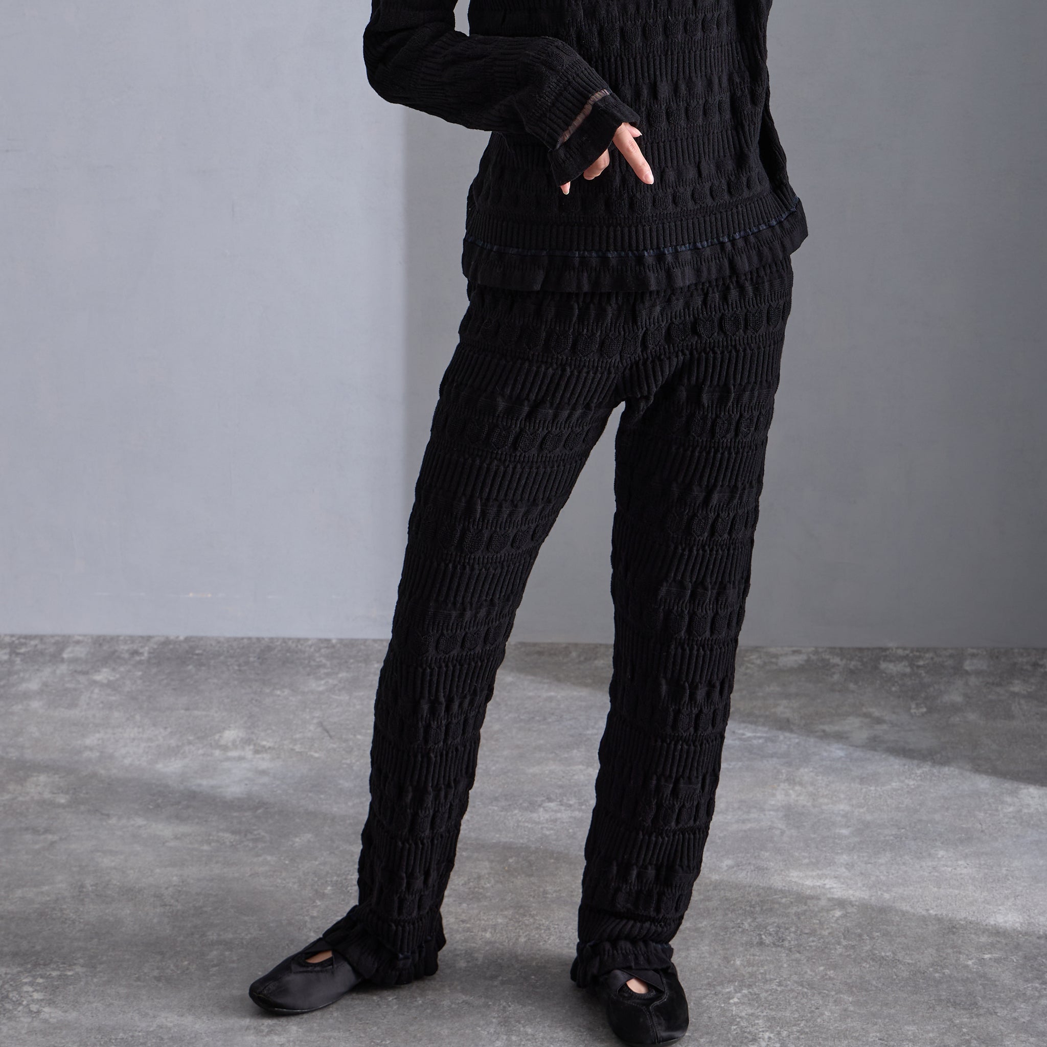 NYW028【NYANDER KNIT/ニャンダーニット】 CAT RIB PANTS 【公式】Hanazawa Knit Design オ ...
